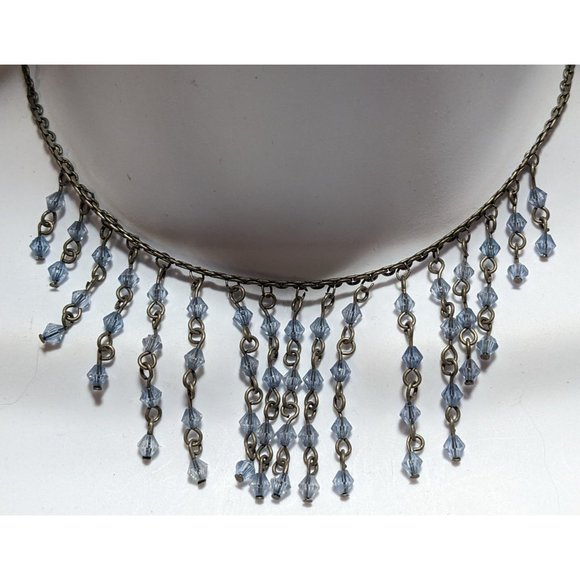 Icing | Jewelry | Icing Blue Beaded Fringe Choker | Poshmark